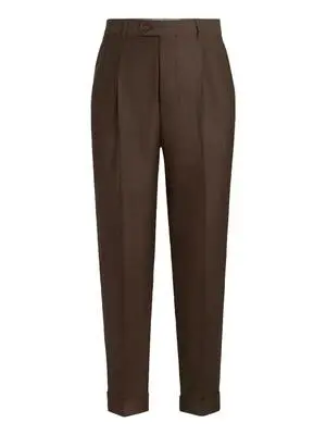 Brunello Cucinelli Virgin Wool And Cashmere Pleated Trousers - Brown