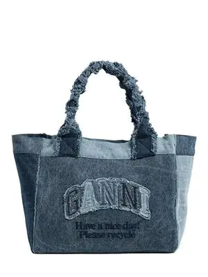 GANNI GANNI Medium Trapeze Shopper Denim Tote Mid Blue Vintage