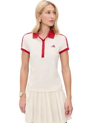 Adidas Heritage Polo Shirt With Contrast Stripes And Logo - Chalk White