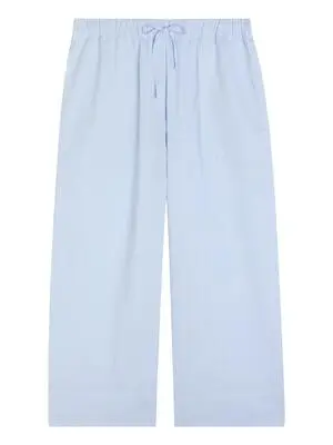 TOTEME Wide-leg Cotton And Linen-blend Trousers - Light Blue