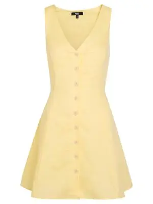 Paige Linen And Cotton-blend Mini Dress - Yellow