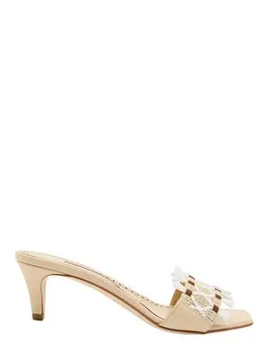 MANOLO BLAHNIK Moremu 50 Embroidered Leather Mules