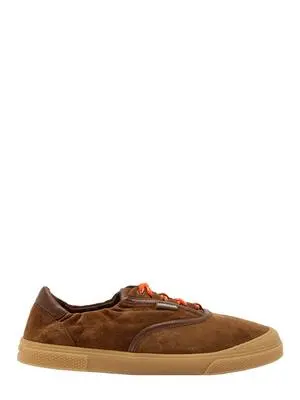 Moncler Vera Leisure Leather-trim Suede Sneakers - Brown