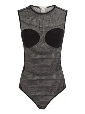 NENSI DOJAKA Sheer Stretch-tulle Bodysuit - Black