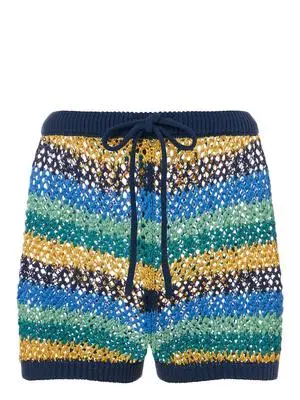 Etro Crochet Striped Cotton-blend Shorts - Multicoloured