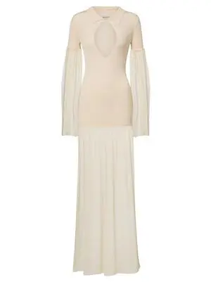 AYA MUSE Calla Cutout Ribbed Maxi Dress - Beige