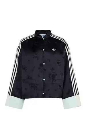 Adidas Embroidered Floral Jacket With Stand Collar - Black