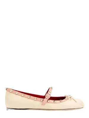 Valentino Garavani Rockstud Nappa Ballerinas - Butter