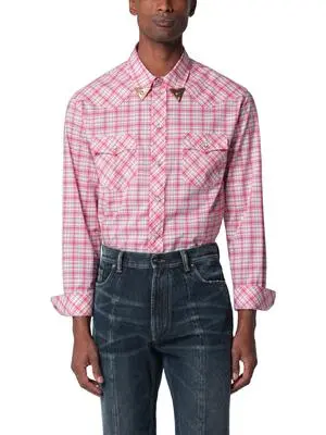 Versace Slim-fit Cotton Poplin Check Shirt - Multicolor