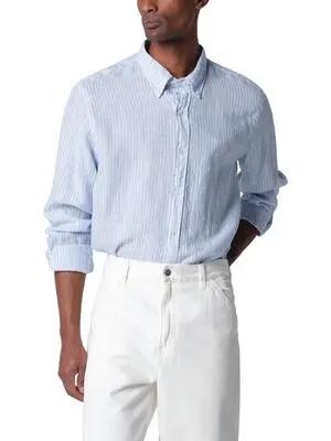 Polo Ralph Lauren Light Blue/white Striped Linen Shirt Light Blue