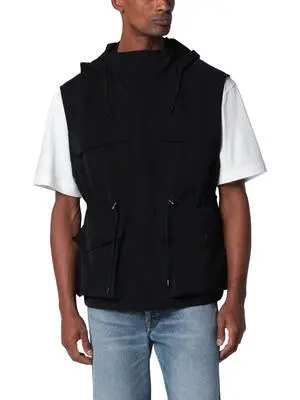 Auralee Wool Canvas Gilet With Drawstring - Black