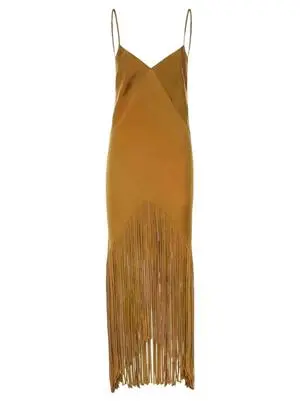 Pinko Fringed Asymmetric Dress - Brown