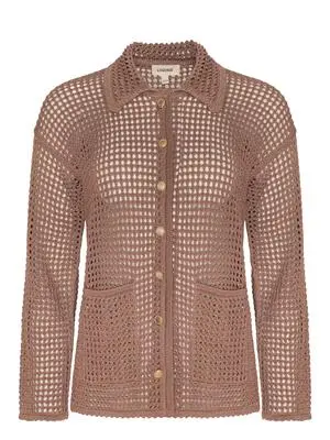 L'Agence Mariana Pointelle Knit Shirt - Hazelnut