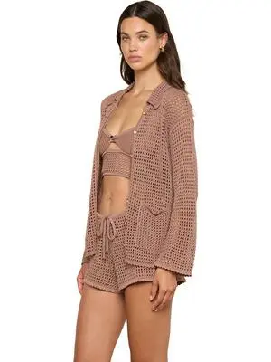 L'Agence Mariana Pointelle Knit Shirt - Hazelnut