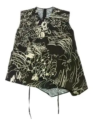 JNBY Floral Asymmetric Top - Black