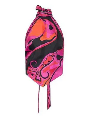 Emilio Pucci Printed Halter-neck Silk Top - Fuchsia Black