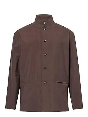 UMIT BENAN Julian Camp-collar Silk-blend Jacket - Benan Brown
