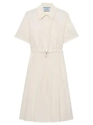 Prada Technical Cotton-blend Midi Shirt Dress - Neutral