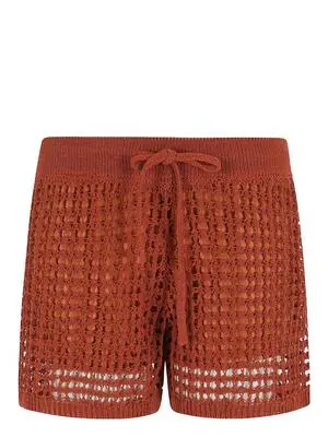 ROBERTO COLLINA Open-knit Drawstring Shorts - Red