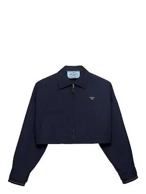 Prada Cropped Poplin Blouson Jacket - Blue
