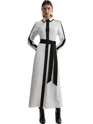 Karen Millen Petite Belted Midi Shirt Dress - Ivory
