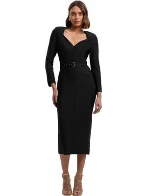 Karen Millen Figure Form Bandage Belted Midi Dress - Black