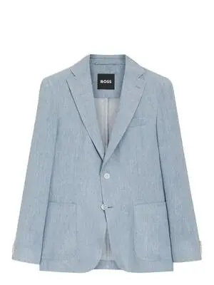 BOSS Slim-fit Jacket In A Linen Blend - Light Blue