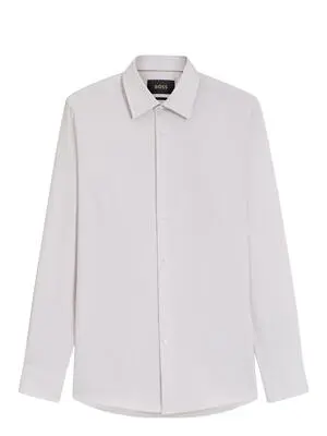 BOSS Slim-fit Shirt In Italian-made Structured Cotton Beige