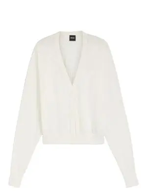 BOSS Linen-cotton Cardigan With Buttons - White