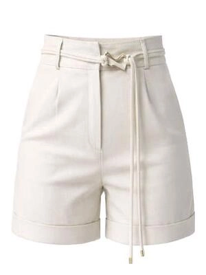 SABLE Salina Linen-blend Paperbag-waist Shorts - Ivory (off-white)