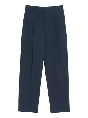 Valentino Garavani Cotton Pleated Straight Chinos - Blue