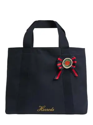 Harrods Canvas Tote Bag With Rosette - Navy