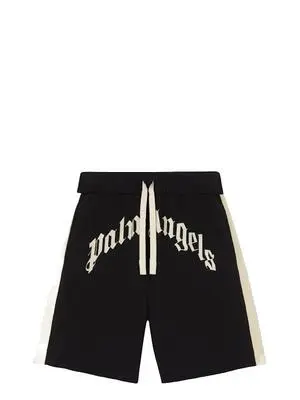 Palm Angels Curved Logo Track Shorts - Black