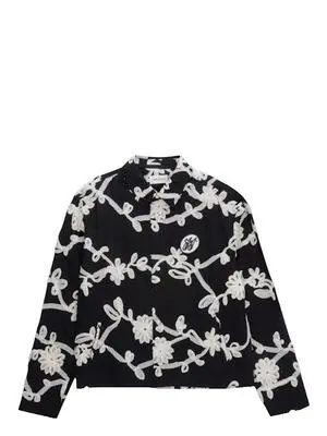 HONOR THE GIFT Floral Ribbon Button Up Shirt - Black