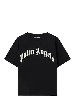 Palm Angels Curved Logo Regular Tee Shirt - Black