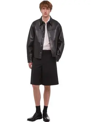 Helmut Lang Bonded Leather Trucker Jacket - Black/black