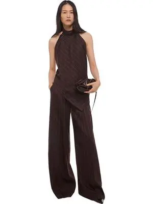 Helmut Lang Double-pleated Wide Leg Trousers - Brown Multi