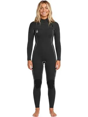 Volcom 5/4mm Modulator Chest Zip Hooded Full Wetsuit - Black