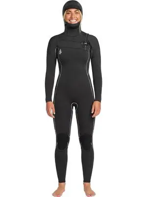 Volcom 4/3mm Modulator Chest Zip Hooded Full Wetsuit - Black