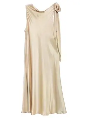 Antonelli Firenze Bow-detail Cowl-neck Midi Dress - Neutrals