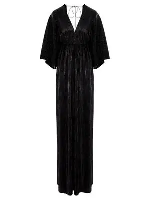 ROSERRY Athens Maxi Pleated Lurex Satin Dress - Black