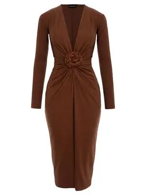 ROSERRY Mallorca Jersey Midi Dress - Brown