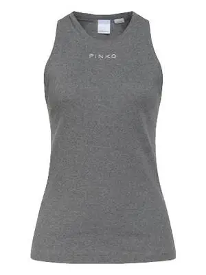 Pinko Ribbed Cotton-elastane Tank Top - Grey