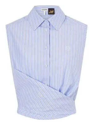 Loewe Paula's Ibiza Anagram Appliquéd Striped Top - Blue