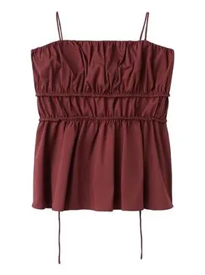 Mango Shirred Stretch Cotton Camisole - Burnt Orange