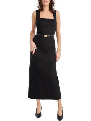 FAVORITE DAUGHTER Linen-blend Midi Dress - Black