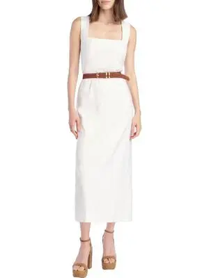 FAVORITE DAUGHTER Linen-blend Midi Dress - White