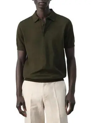 Mango Fine Knit Cotton Polo - Chocolate