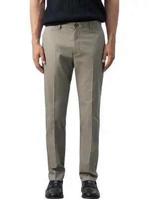 MANGO Slim Fit Flat-Front Cotton Twill Trousers