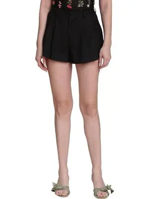 Avec Les Filles Pleated High-waist Shorts - Black